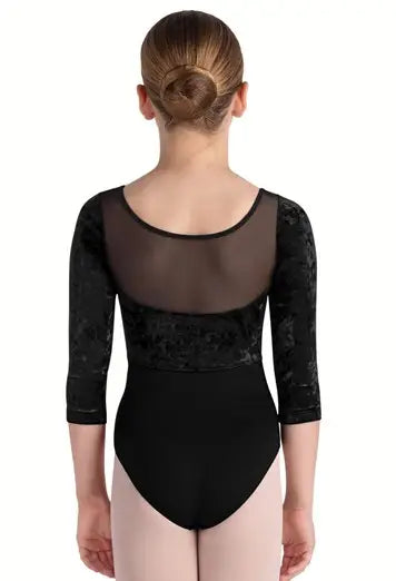 Bloch Layla 3/4 Sleeve Mesh Scoop Black Leotard - Childs – Jamzz
